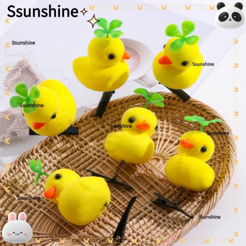 SSUNSHINE 6pcs Spring Hair Clip, Little Yellow Duck Cartoon Plush ...