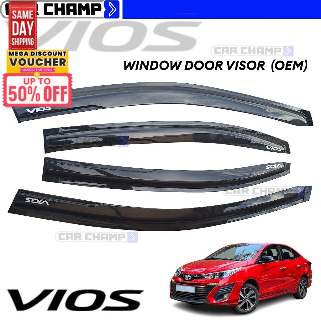 Toyota Vios 2019 to 2025 OEM TYPE Window Door Rain Visor Black Thailand ...