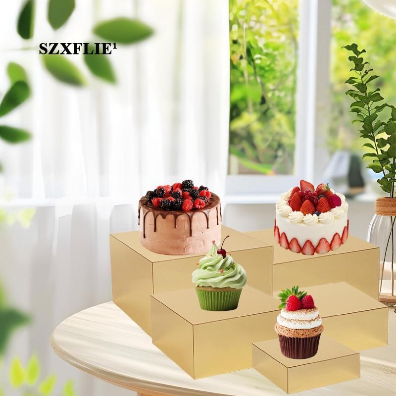 [Szxflie1] 5 Pieces Buffet Riser,Acrylic Cube Riser with Hollow bottoms ...