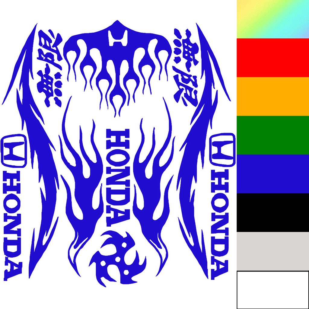 Honda Flame Collection Cartoon Silhouette Reflective Colorful Stickers ...