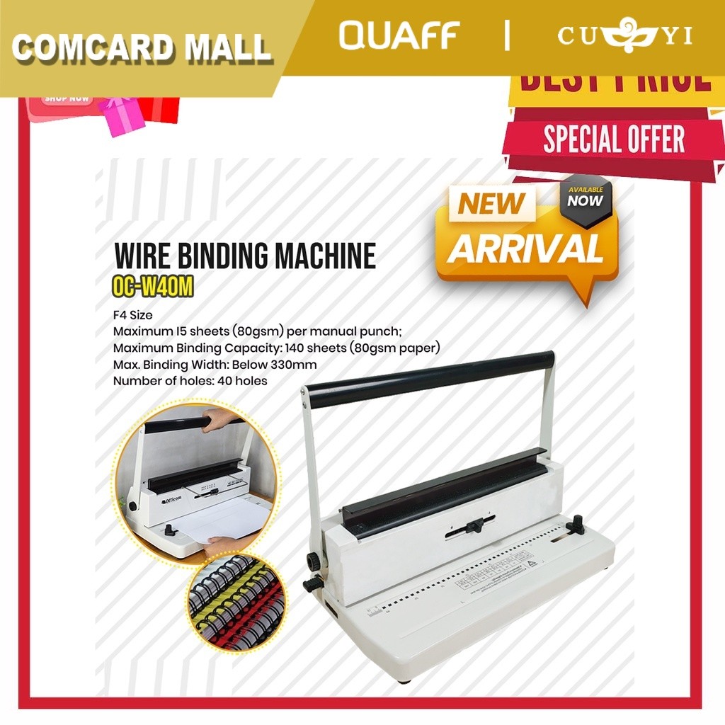 Officom Wire Ring Binding Machine QC-W40M F4 Size Binder Machine Punch ...