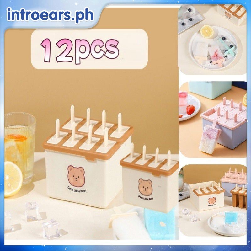 INTR 12 Grids Popsicle Mold Kit - 4&8 Cavity PP Ice Cream Makers With ...