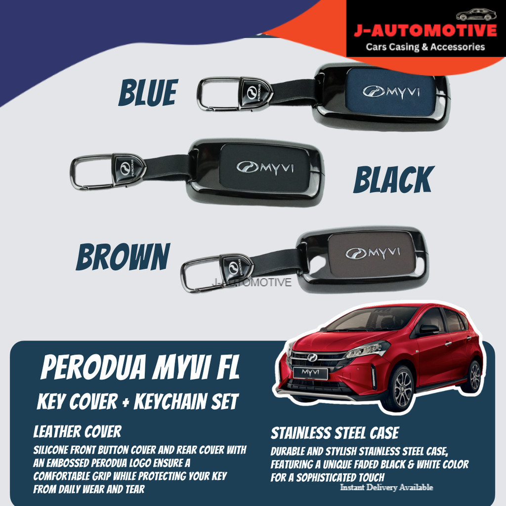 PERODUA MYVI FL 2022 - 2025 Leather + Titanium Keyless Remote Car Key ...