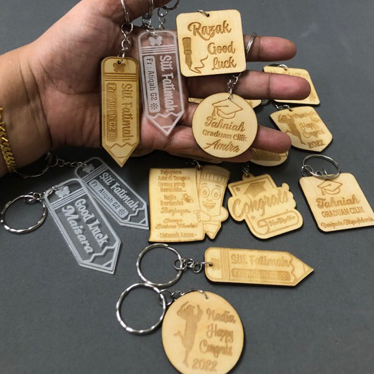 KAYU Wooden Keychain / Acrylic Custom laser Engrave / Engrave using ...
