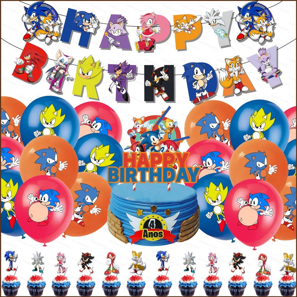 SQ2 Sonic the Hedgehog Theme kids birthday party decorations banner ...