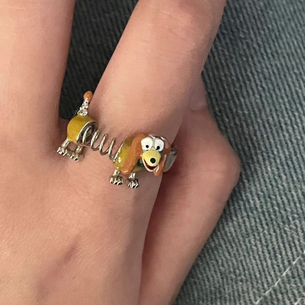 1PC Funny Unique Spring Dog Ring Trendy Cartoon Pattern Finger Jewelry ...