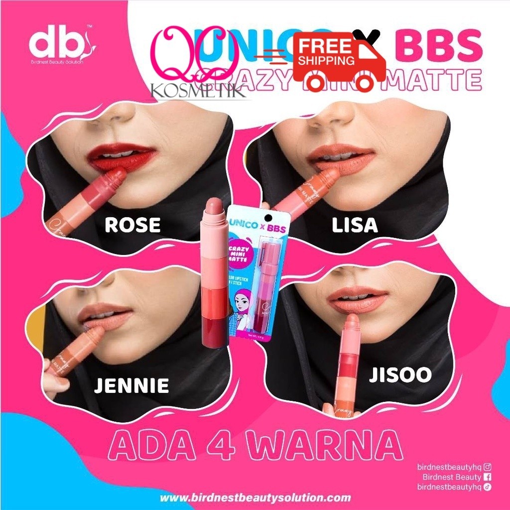 UNICO BBS Lipmatte 4in1 Lip Crazy Mini Matte Lisa Jennie Jisoo Rose ...