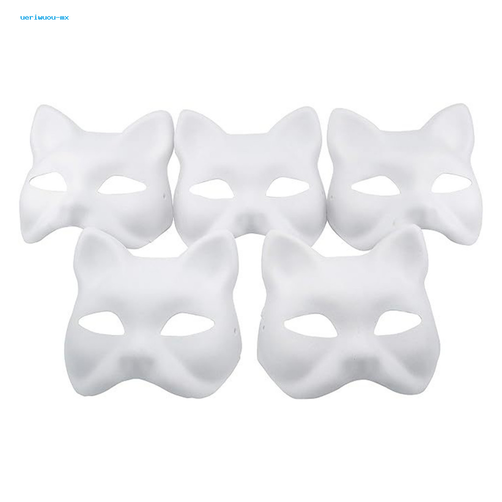 ueriwuou Paintable Cat Masque Diy Cat Masque 5pcs Cat Party Masque Diy ...