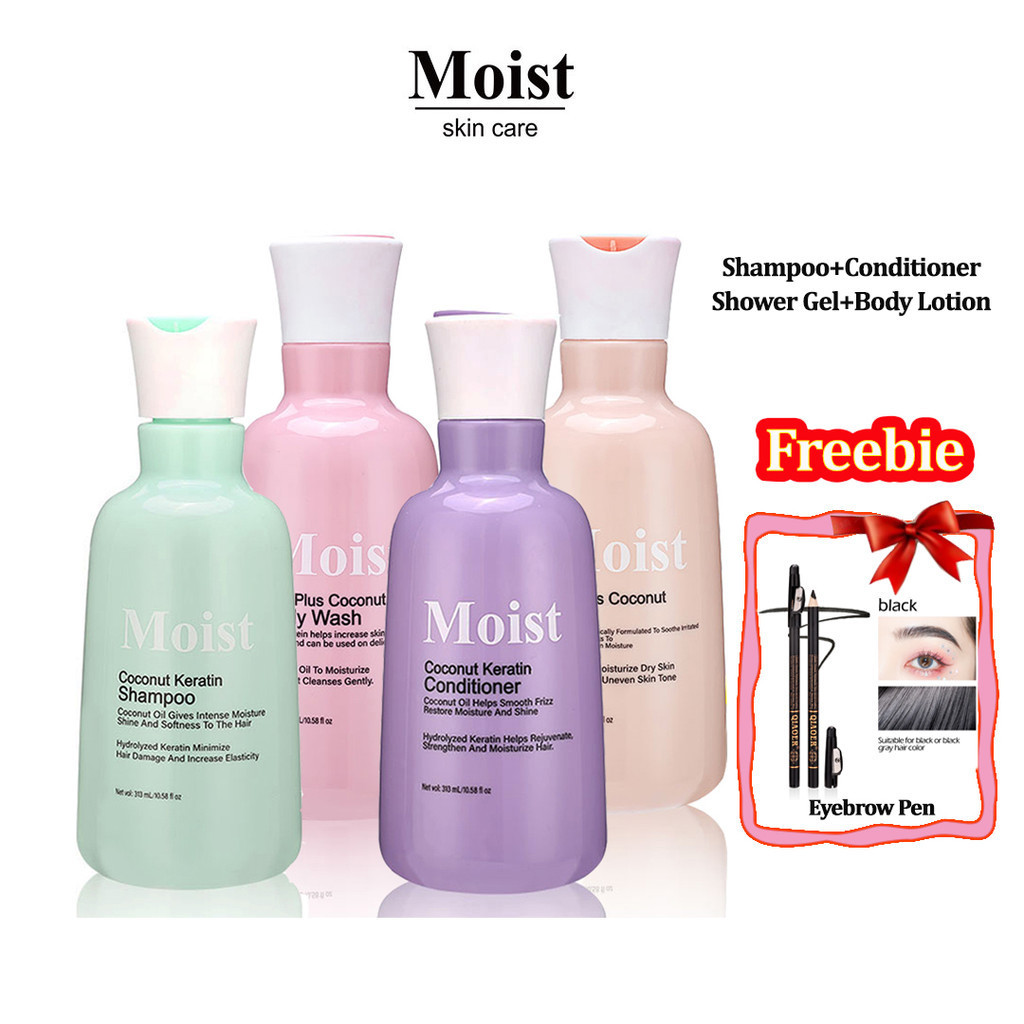 Moist Skincare 313ml Shampoo Conditioner Body Wash Lotion Coconut ...