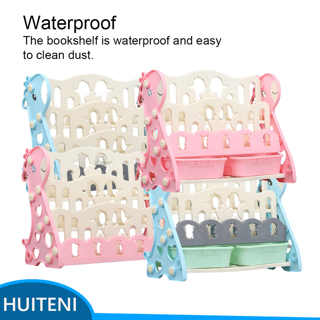 Children Kindergarten Stationery Bookshelf Storage Shelves Racks Bookcase Waterproof Plastic ...