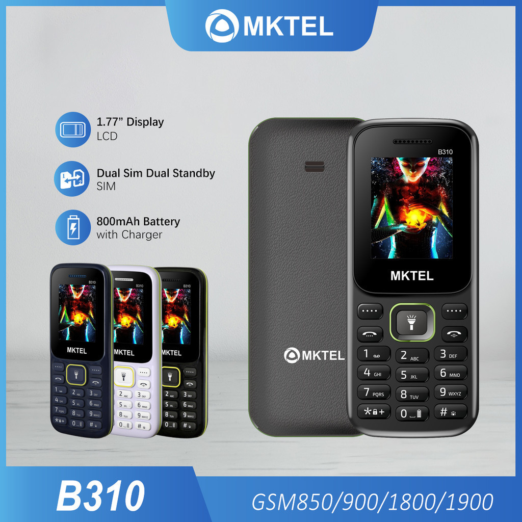 MKTEL B310 Bar Feature Phone 1.77" Display 2G Dual SIM Dual Standby Puguang Lamp 800mAh MP3/MP4 ...