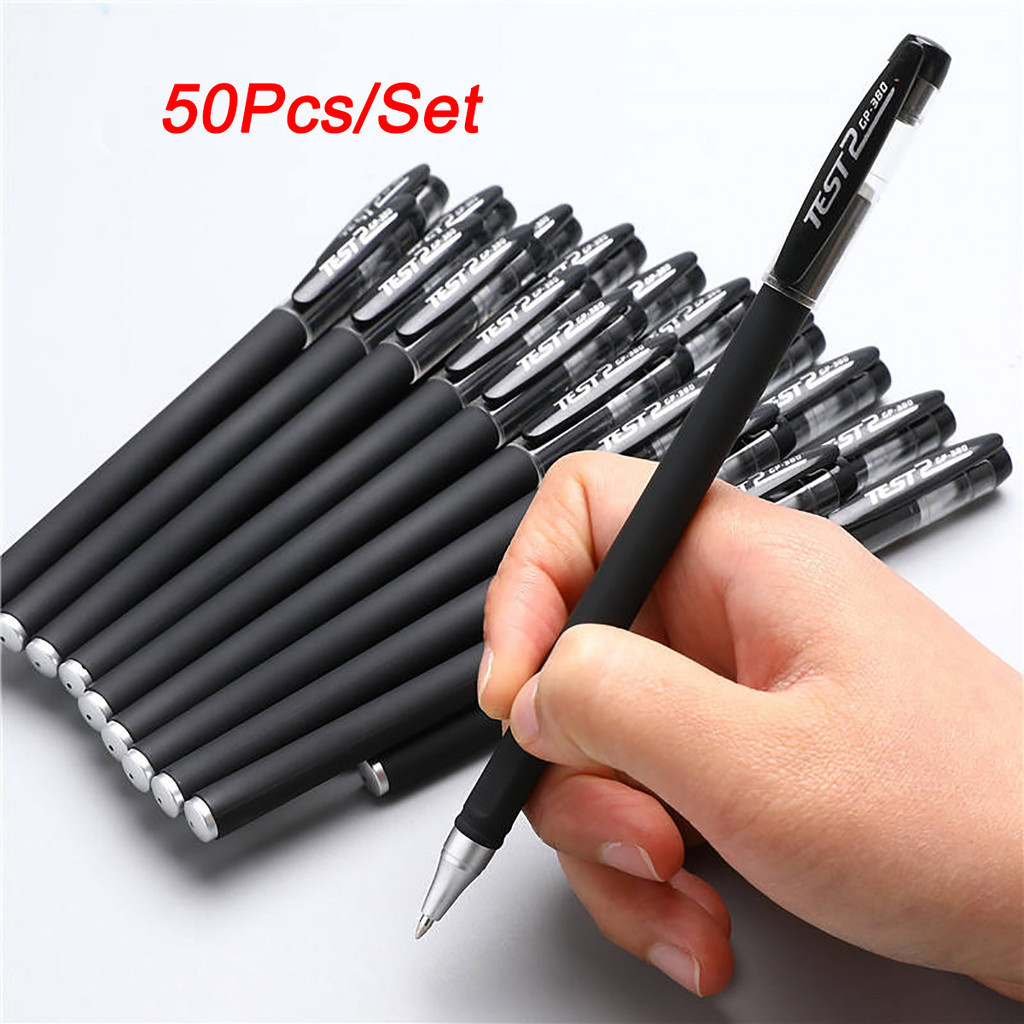 50 Pcs Test Pens 0.5mm Black Bullet Ballpoint Pens With Refills Plastic ...