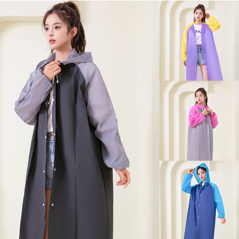 Men Women EVA Raincoat Color Blocking Adult Unisex Portable n Raincoat ...