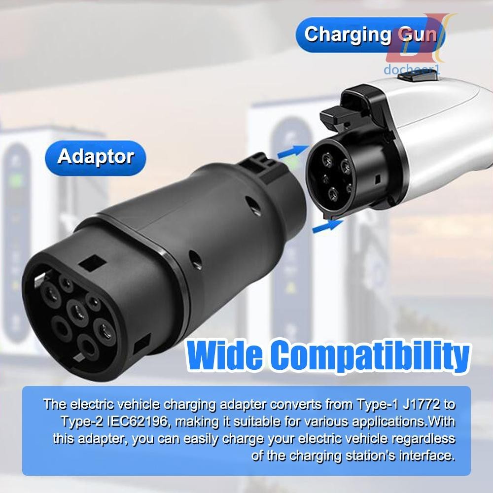 dochph EV Chargers Connector Type 1 to Type 2 Adapter SAE J1772 to ...