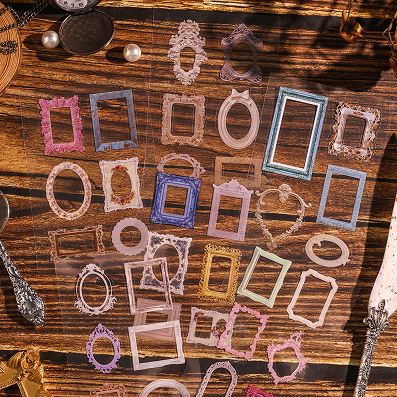 6 Sheets Vintage Window Frame Border Pattern Stickers Material Decals ...