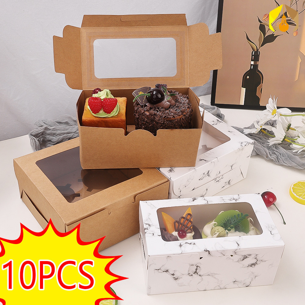 10Pcs Portable Foldable Transparent Window Dessert Packing Paper Box ...
