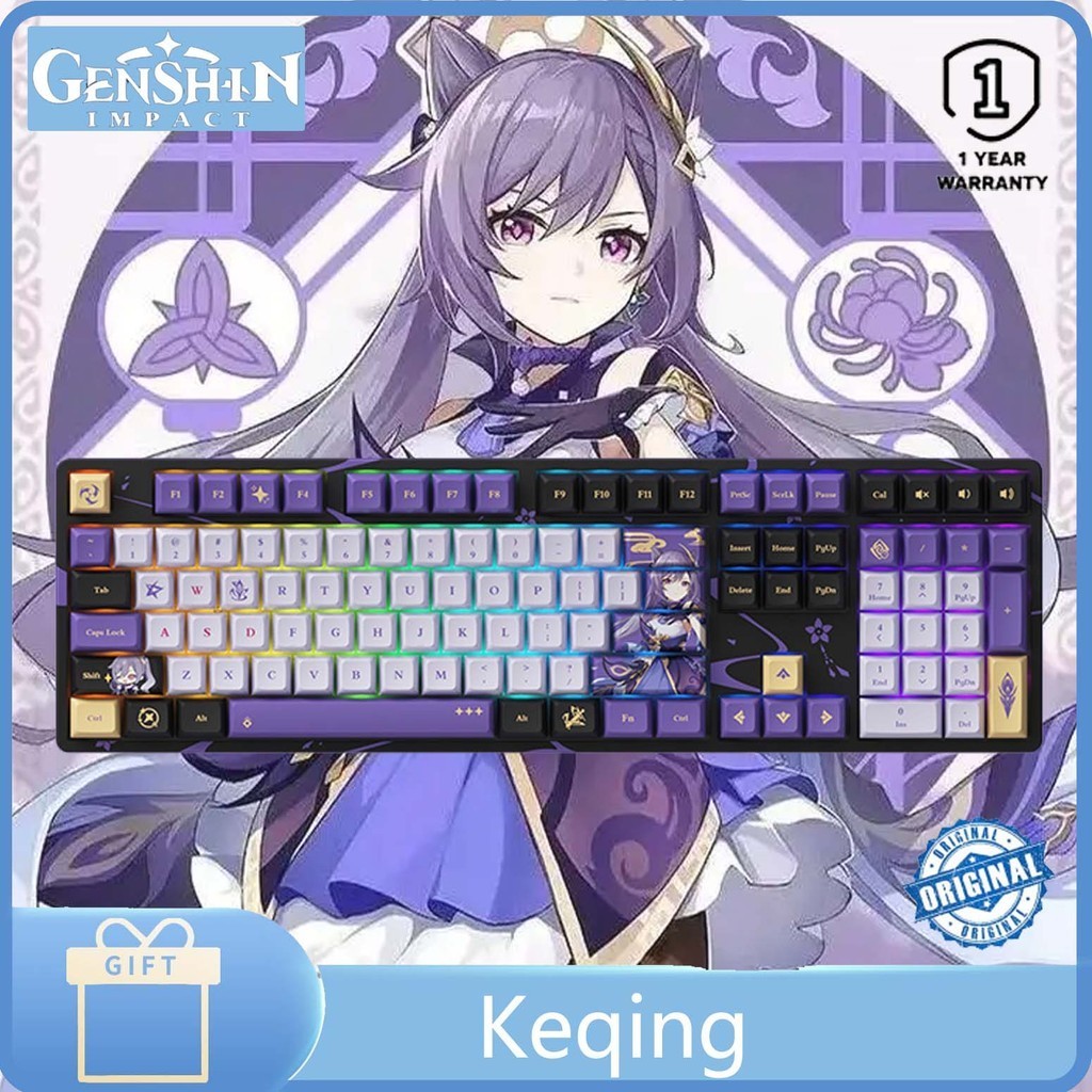 GENSHIN Keqing Tingni Fast Rain themed mechanical keyboard original God ...