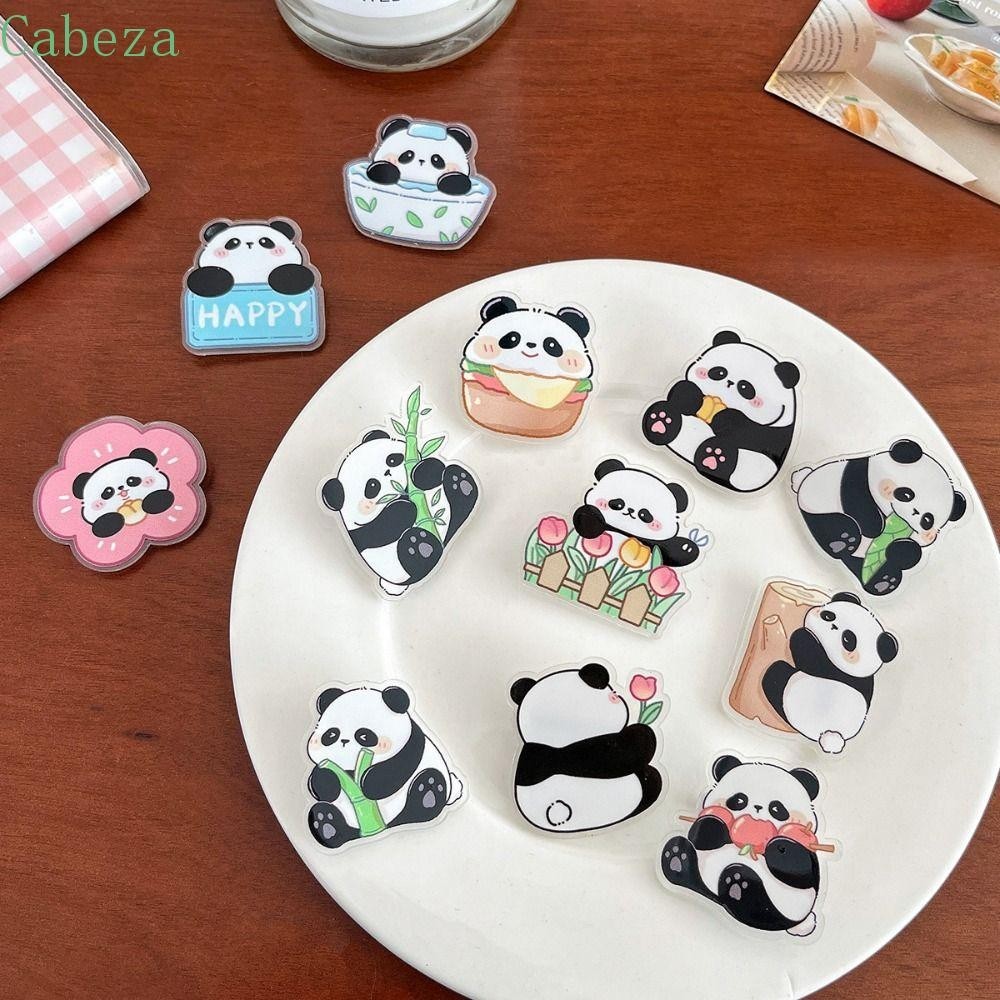 CABEZA Acrylic Panda Pin, Panda Bear Flower Panda Brooch, Creative Cute ...