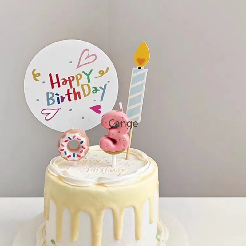 Ins style cute birthday cake color printing happy birthday dessert ...