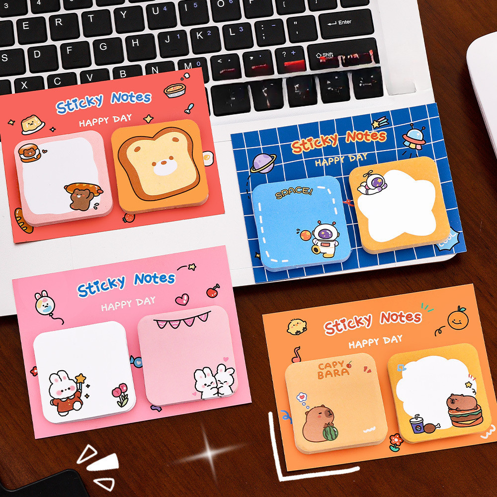 60 Sheets Cute capybara Sticky Notes Student Tearable Note Paper Set ...