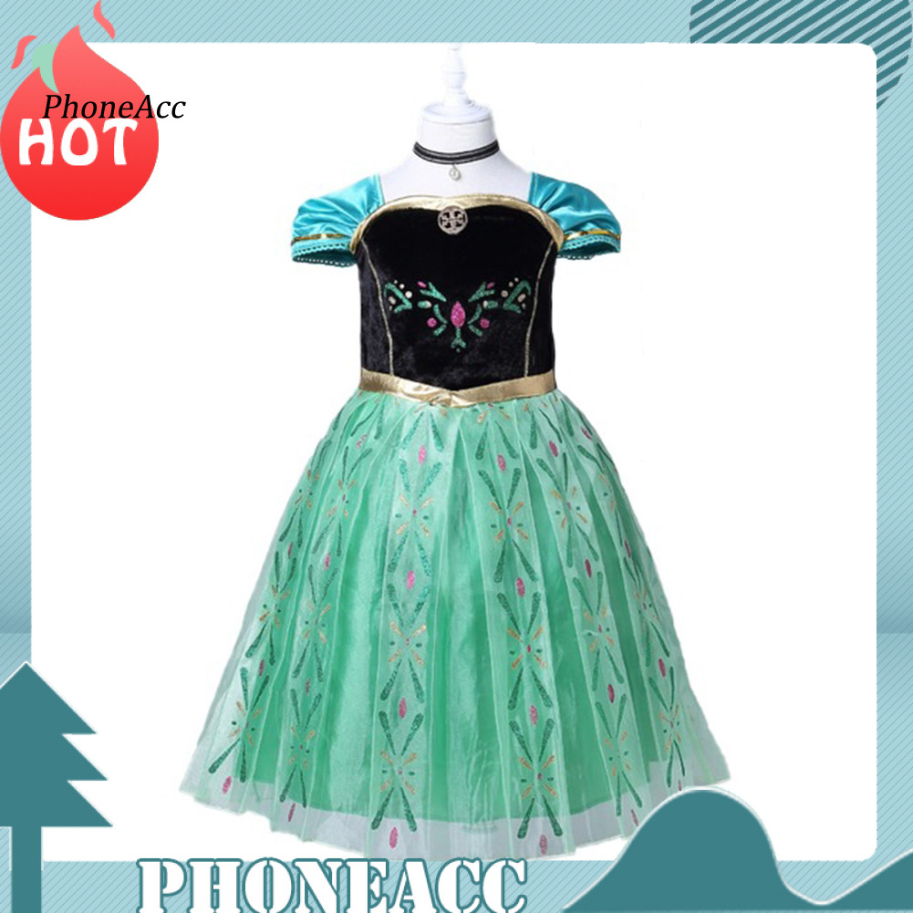 Frozen Princess Anna Cold Shoulder Grown Kids Girl Party Cosplay Dress ...