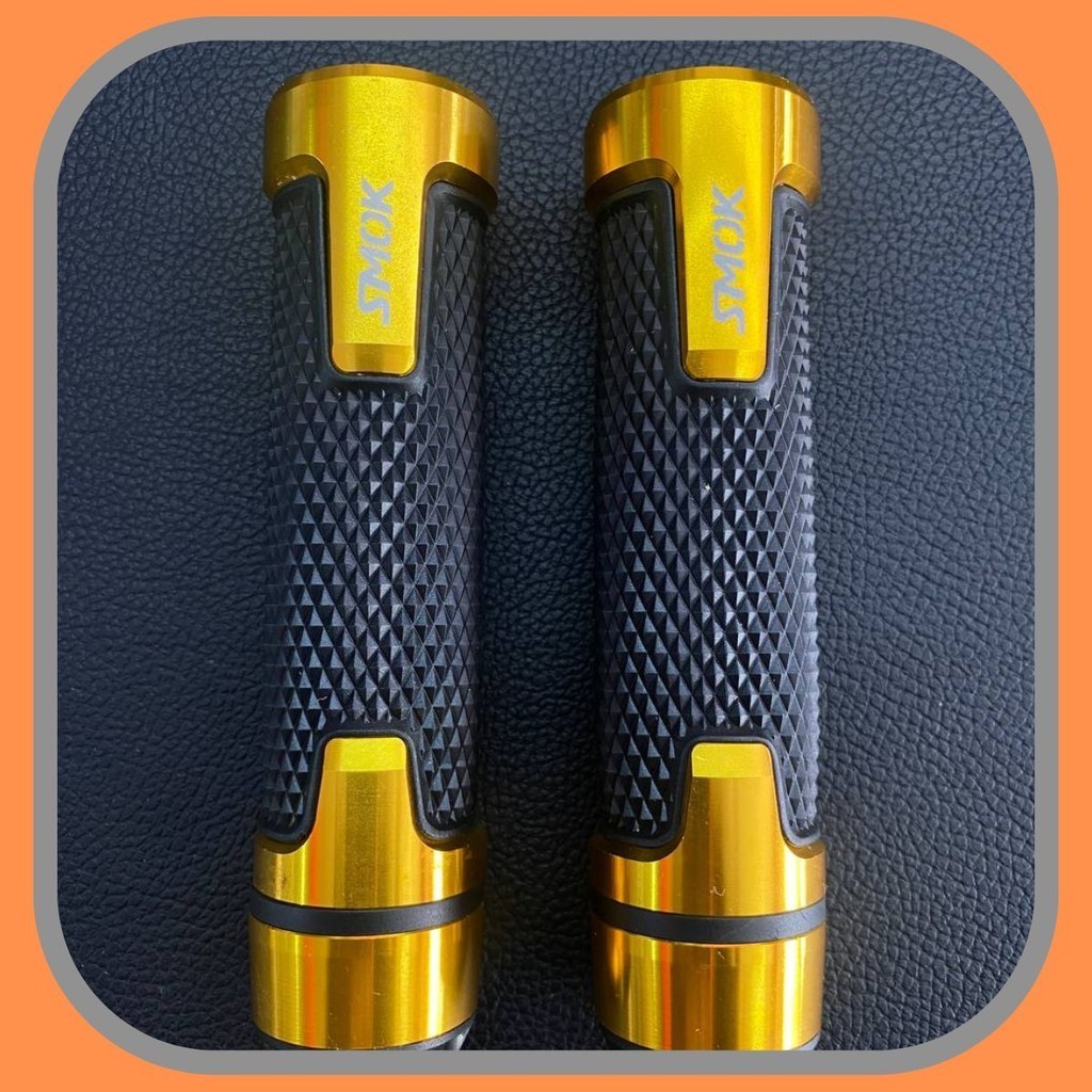 Smok handle grip for motorcycle 688 aluminum and rubber GOLD ripple ...