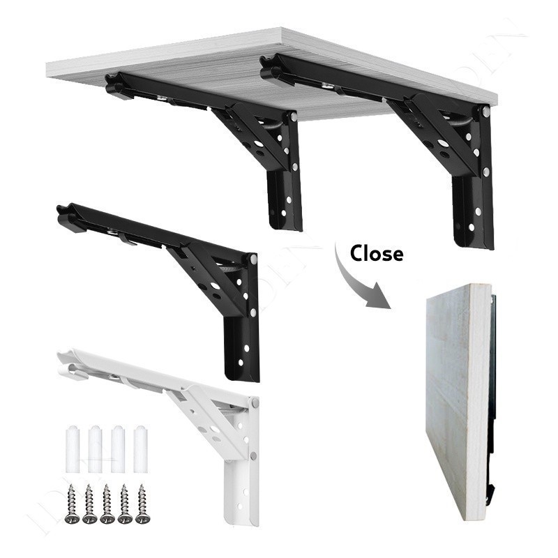 2PCS Folding Angle Bracket Adjustable Wall Mounted Folding Table Shelf ...