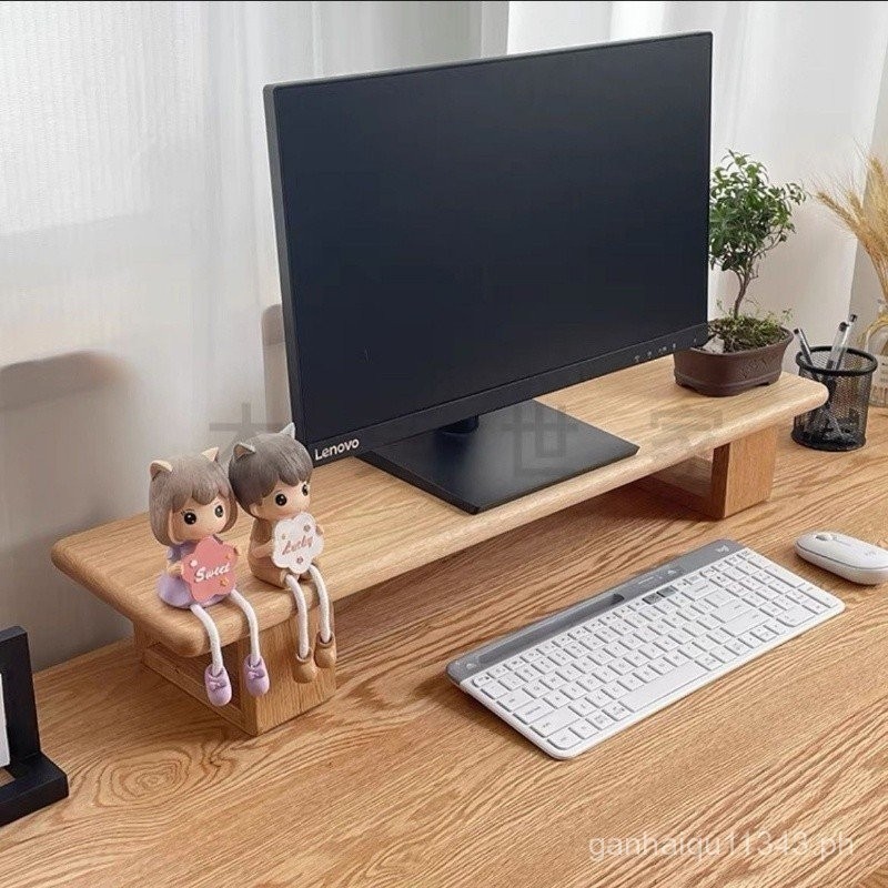 Computer Monitor Booster Shelf Oak Black Walnut Desktop Solid Wood ...