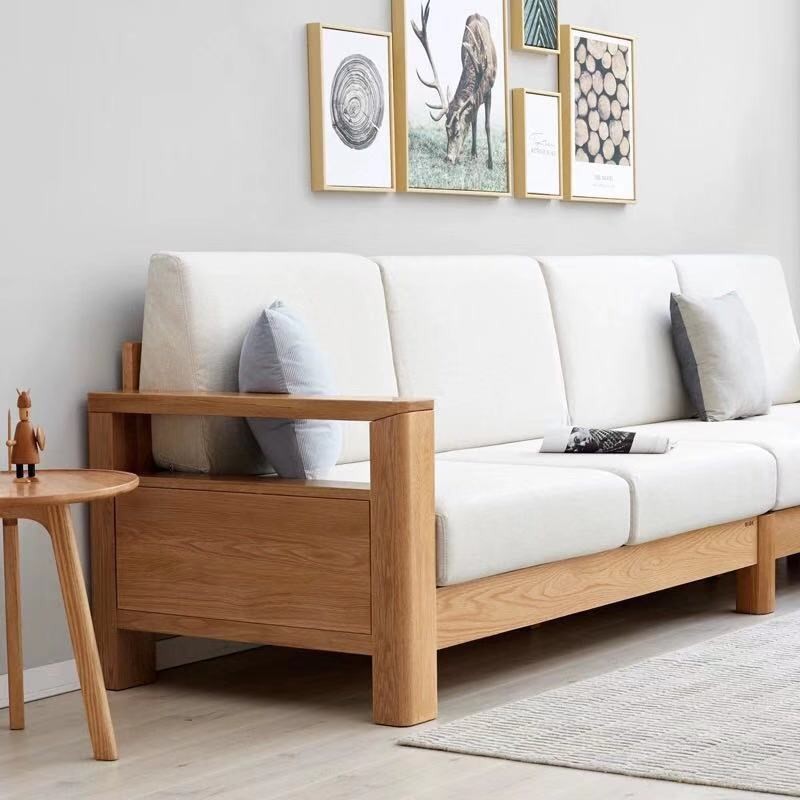 All Solid Wood Sofa Nordic Small Household m Modern Minimalist Solid Wood Corner Sofa Set for ...