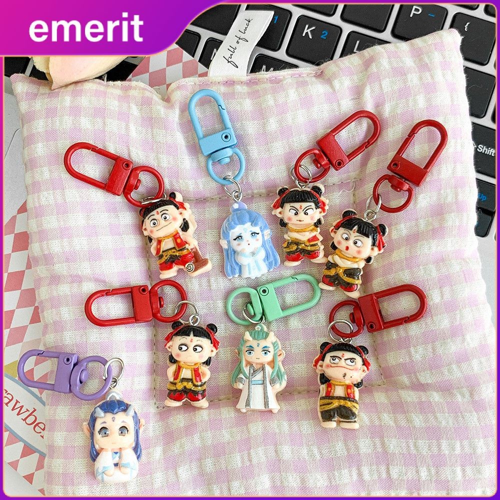 Cartoon Anime Nezha Keychain Cute Ao Bing Bag Pendant Student Girl ...