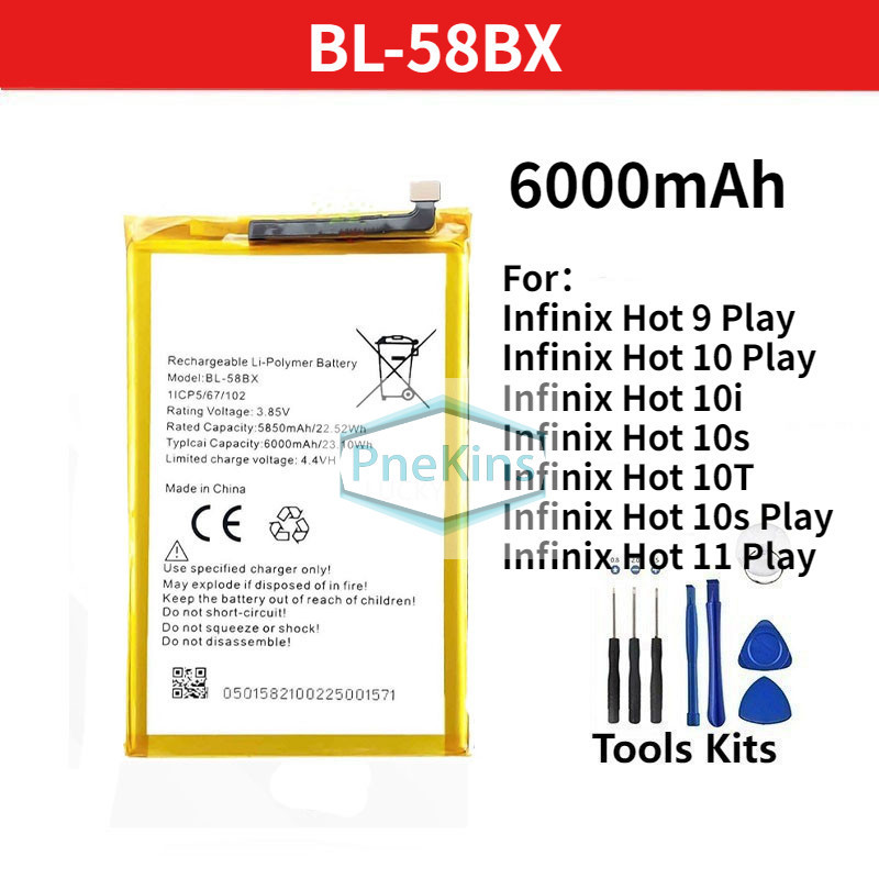 BL-58BX Battery Infinix Hot 9 Play / Hot 10i/10T/10S NFC / Hot 10/10S ...