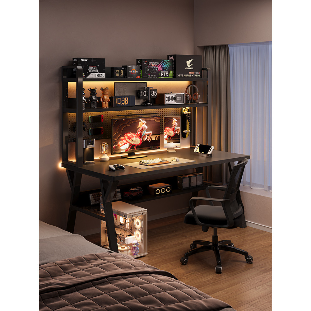 Computer Desk Desktop Home Desk Bookshelf Integrated Desk Office Desk ...