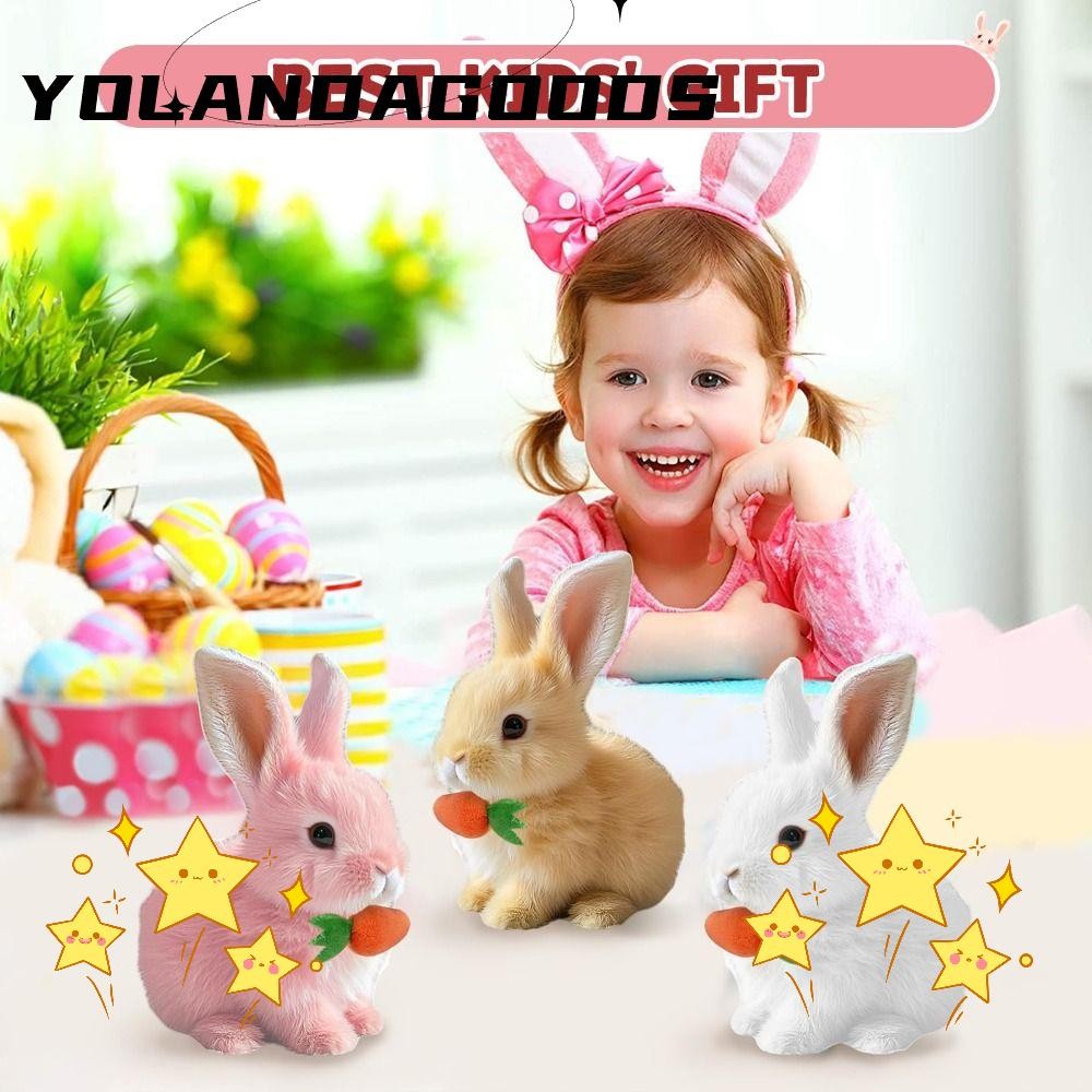 YOLA Easter Plush Electric Rabbit, Lifelike Plush Doll Interactive ...