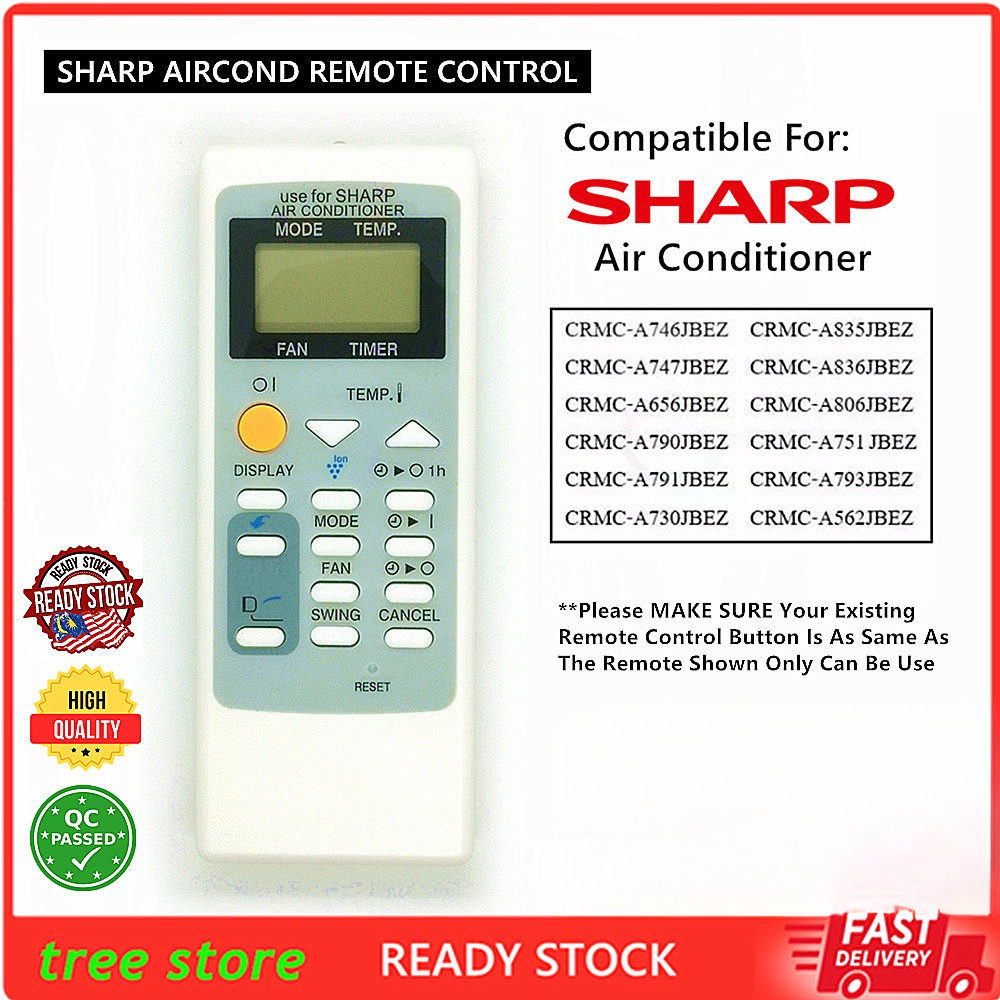Sharp Aircond Air Conditioner Air Cond Remote Control Replacement for ...