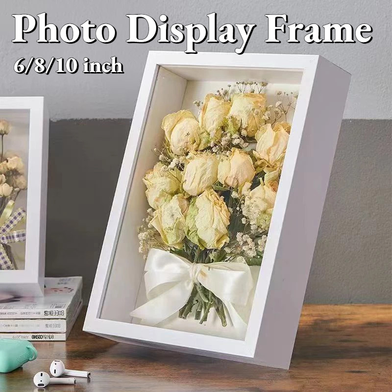 6/8/10inch 3D Wooden Photo Frame Hollow Art Box Nordic Frame Dried ...