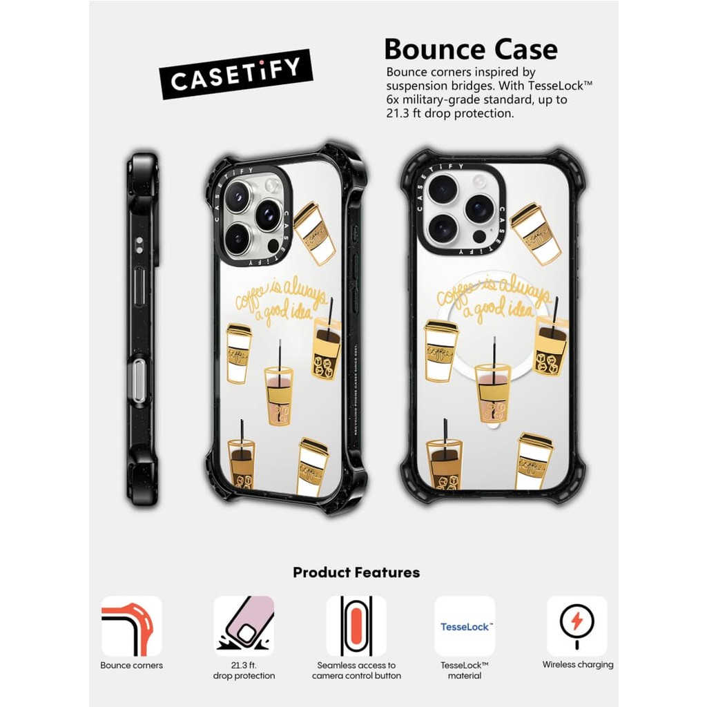 CASETiFY X coffee is always Case Magnetic suction Hard Acrylic Back For ...