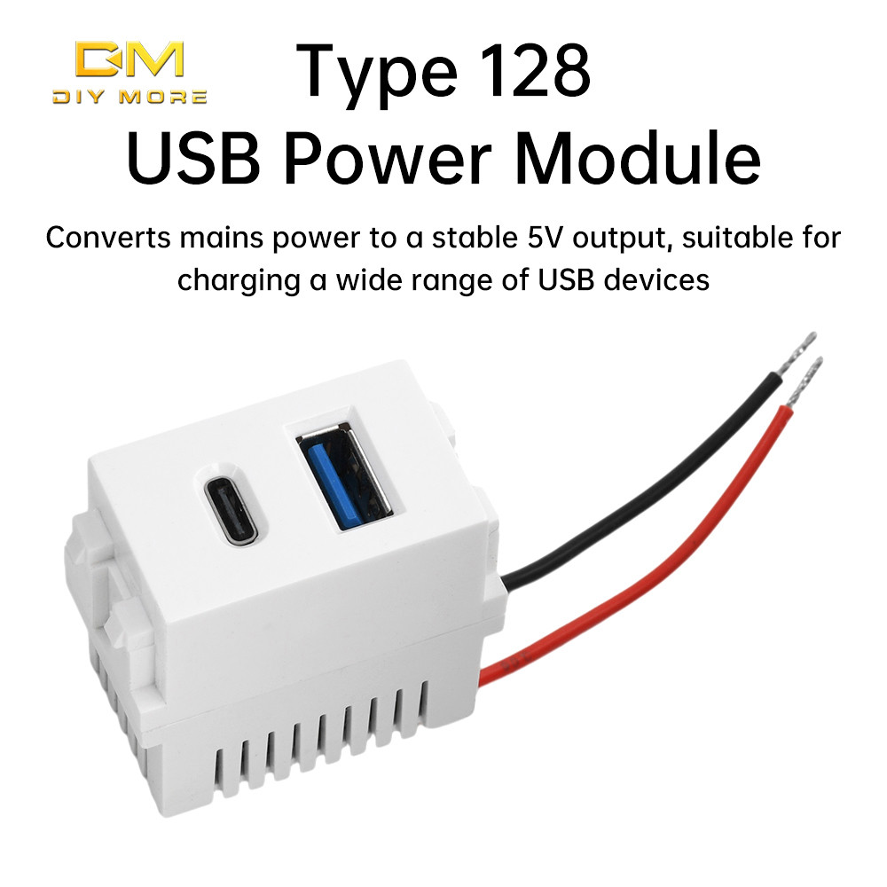 DIYMORE Type 128 USB Power Module 220V Socket 5V2.1A Dual Port USB+Type ...