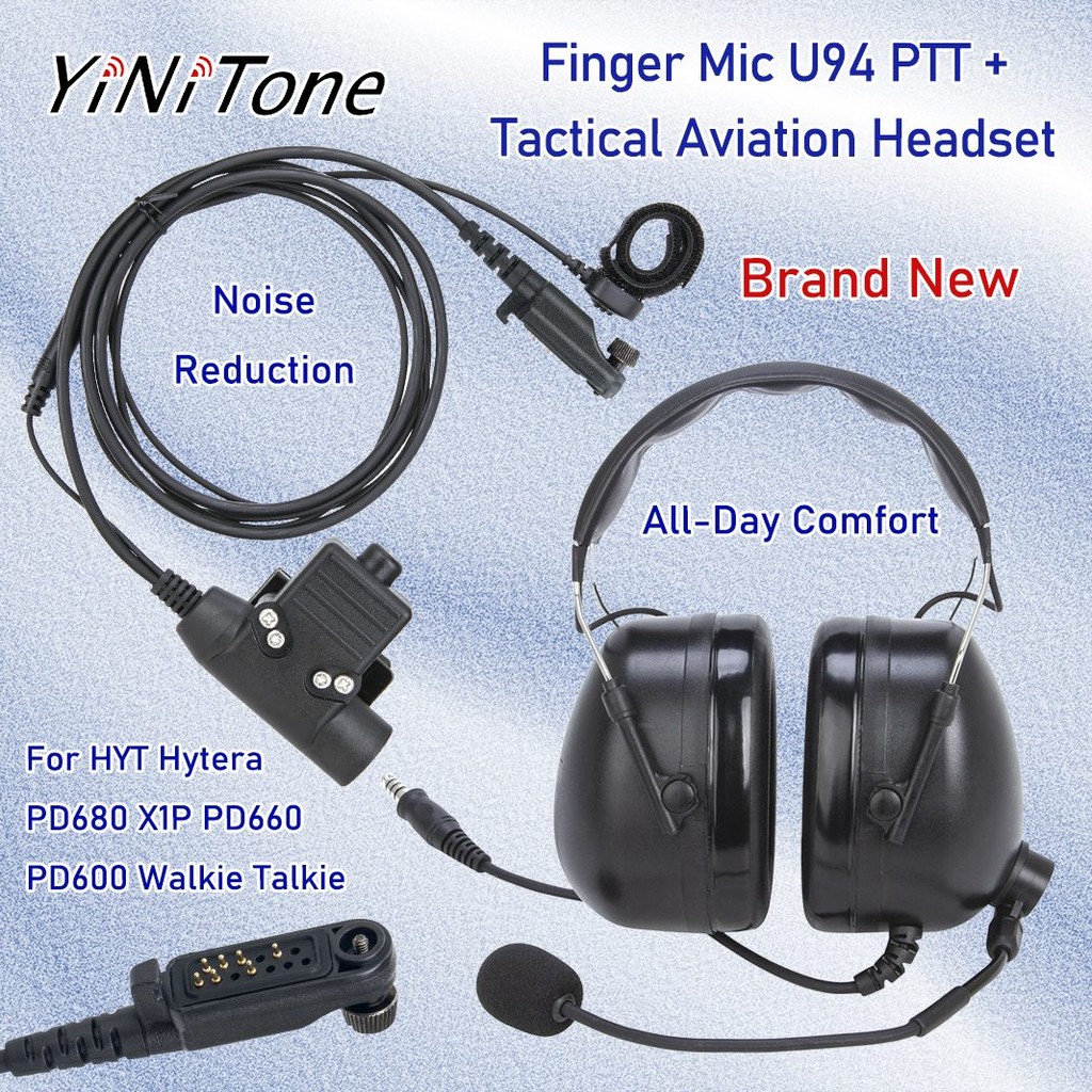 Noise reduction Pilot Aviation Headset with U94 PTT Finger Mic For HYT ...