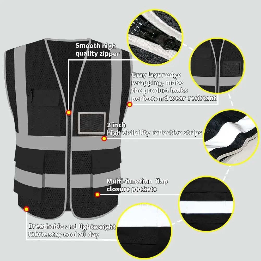 High Visibility Signal Vest Work Safety Jacket Reflective Safety Vest ...