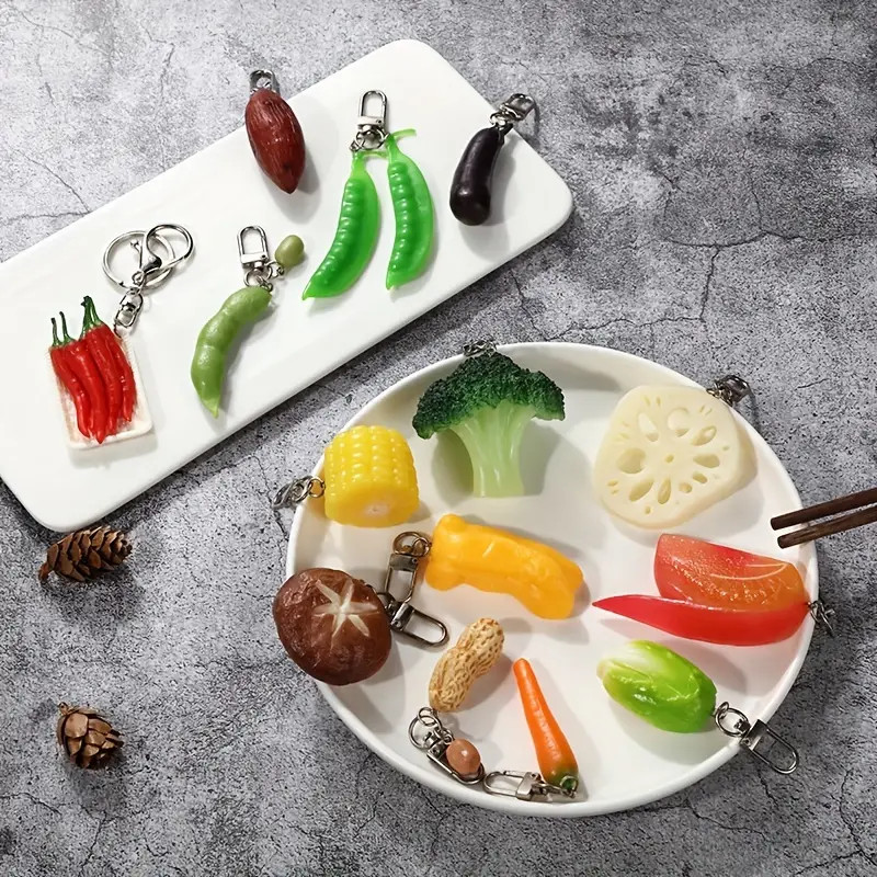 Creative Simulation Food Key Chain West Blue Flower Onion Mushroom ...