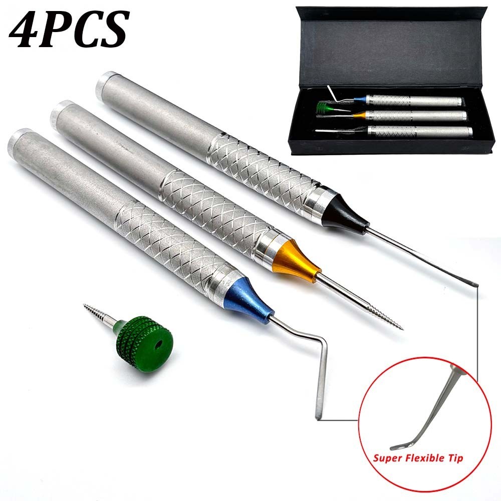 4Pcs Dental Tooth Extraction Flex Periotome Kit Titanium Tip Flexible ...