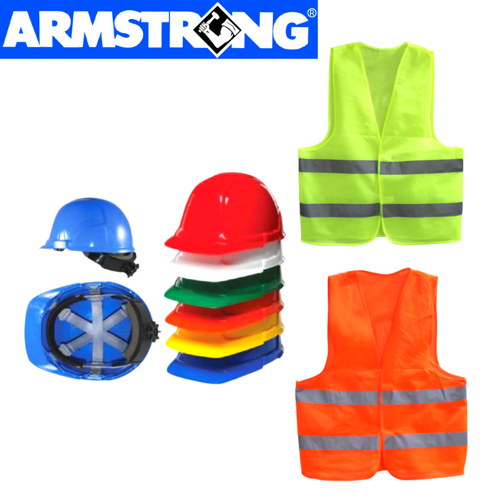 GG+ARMSTRONG CONSTRUCTION HELMET AND CONSTRUCTION VEST ( SET A TO SET G ...