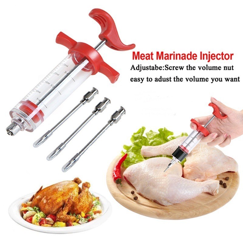 30ml Food Syringe Stainless Steel Needles Spice Syringe BBQ Meat Flavor ...