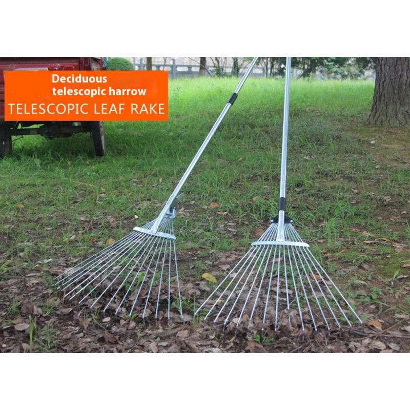 Adjustable telecopic horticultural 15 tooth leaf rake garden sink leaf ...