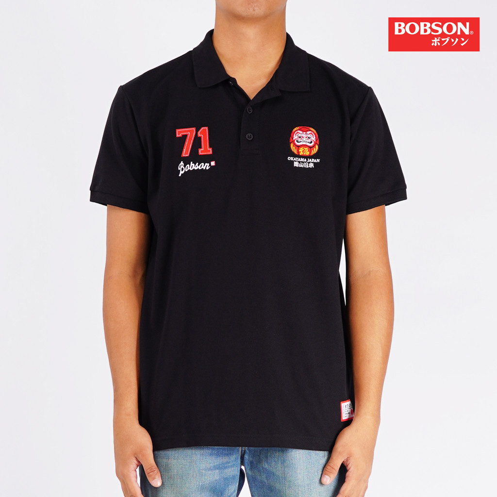 Bobson Japanese Men's Basic Collared Shirt for Men Trendy Fashion Apparel Slim Fit 126595 (Black ...