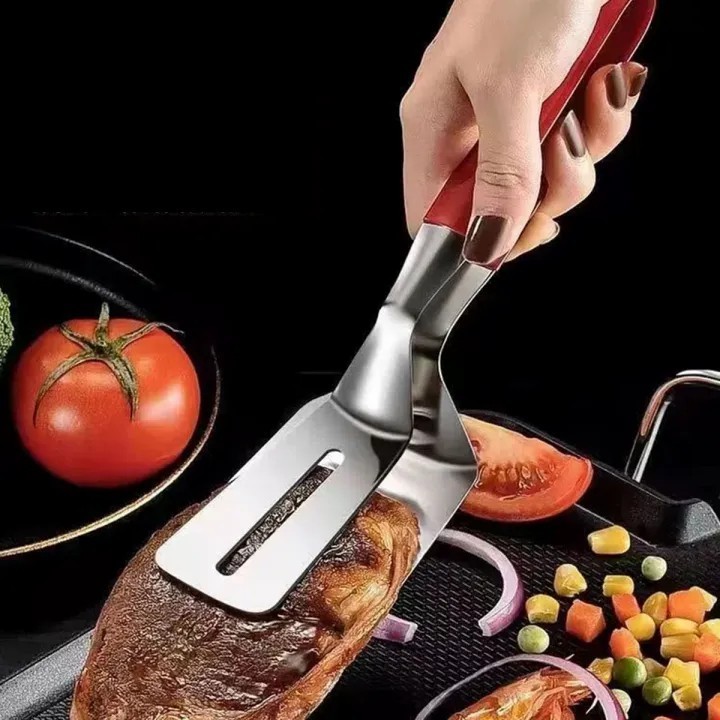 3-in-1 Stainless Steel Steak Clamp BBQ Tongs Fried Food Clamp Kitchen ...