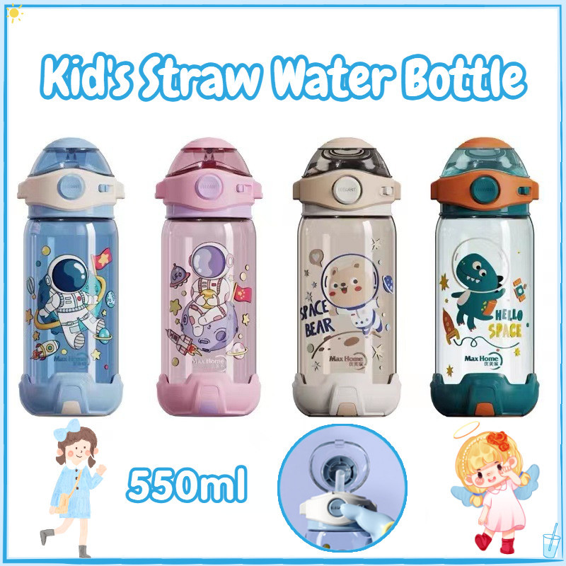 550ML Water Tumbler Children Straw Water Bottle Portable Plastic Straw Cup Students Drinking ...