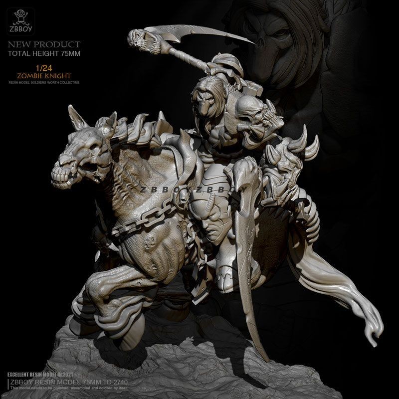 1/24 Resin Model Unpainted75mm 1/24Zombie Knight Resin Hand-Made Female ...