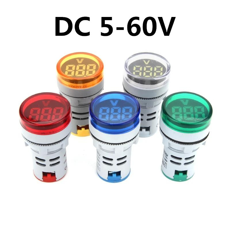 1pc 22MM Round Mini Digital Voltmeter DC 5-60V Volt Voltage Tester ...