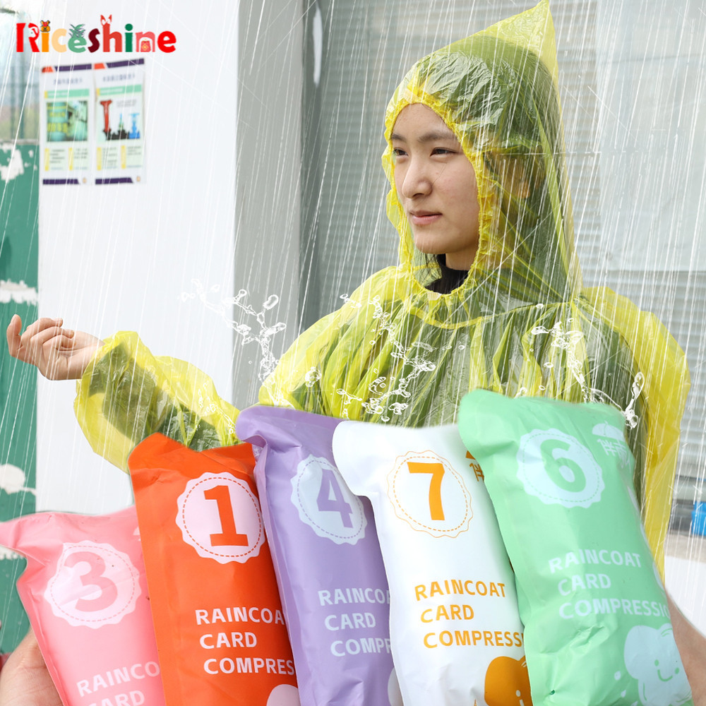Portable Disposable Transparent Compressed Hooded Raincoat- Adult Kid ...